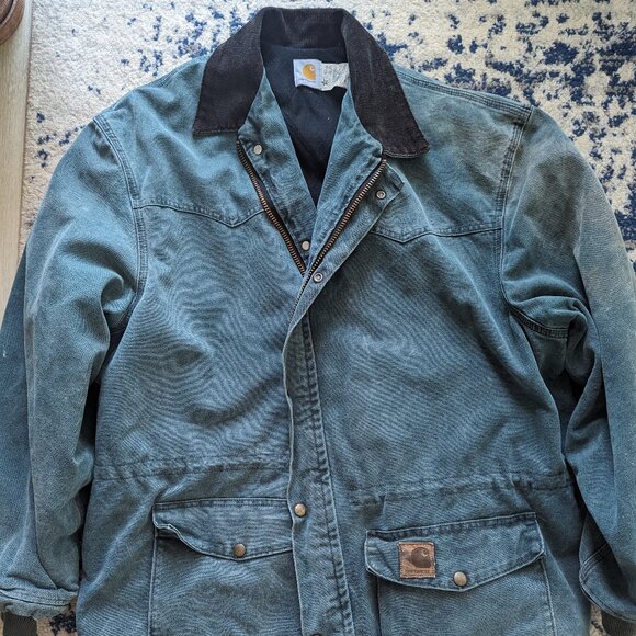 Carhartt | Jackets & Coats | Vintage Distressed Carhartt Green Chore ...
